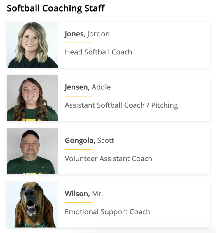 College Softball Team Officially Lists Dog As Part of Coaching Staff ...